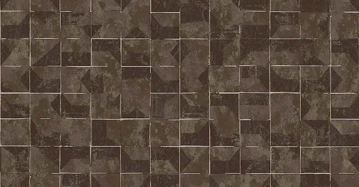 Geometrisch donker behang woonkamer | Masureel Projects